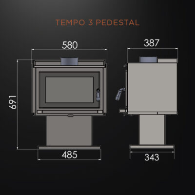 Kemlan Tempo 3 Meridian Freestanding Wood Fireplace