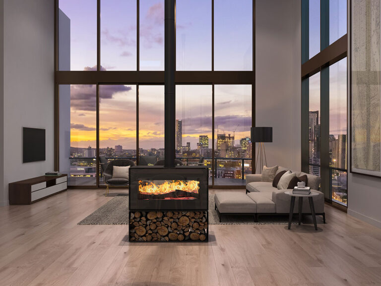 VisionLINE Taurus Double Sided Freestanding Wood Fireplace